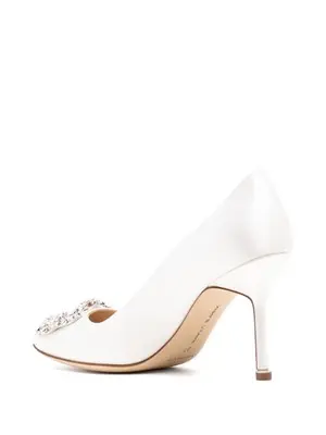 Manolo Blahnik Hangisi 90mm Satin Pumps - White