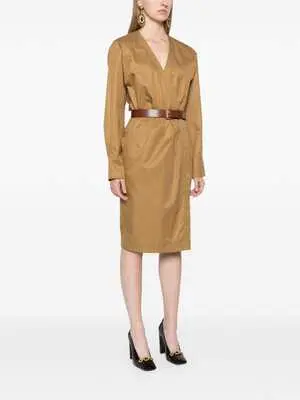 Saint Laurent Belted Twill Dress