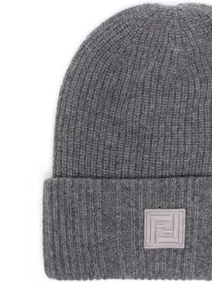 Fendi Ff-motif Beanie - Grey