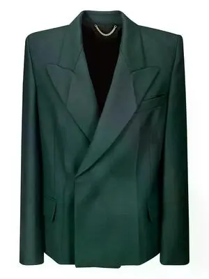Victoria Beckham Pointed-shoulder Double-breasted Blazer - Green