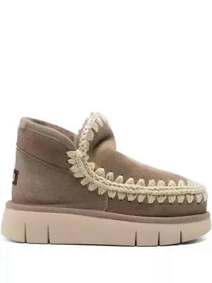 Mou Taupe Suede Slip-on Boots With Shearling Lining