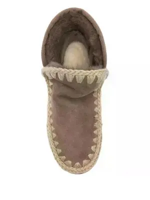 Mou Taupe Suede Slip-on Boots With Shearling Lining