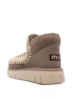 Mou Taupe Suede Slip-on Boots With Shearling Lining