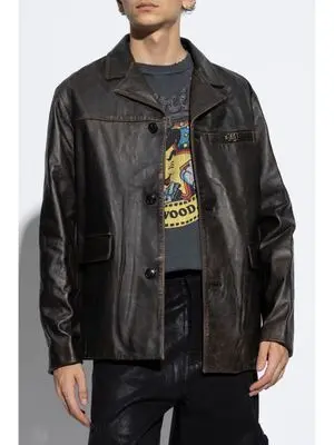 Amiri Single-breasted Leather Jacket