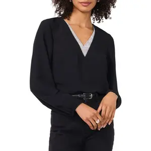 Vince Camuto Rhinestone V-neck Top