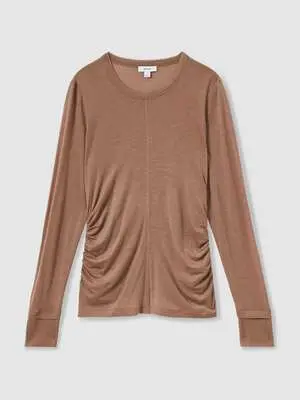 REISS Sierra Ruched Top - Mink
