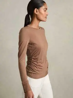 REISS Sierra Ruched Top - Mink