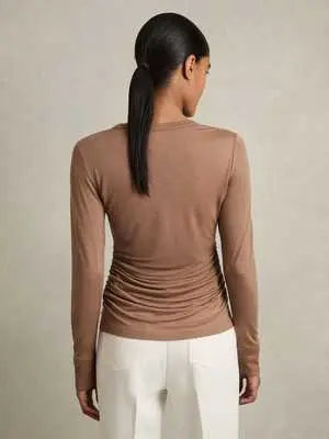 REISS Sierra Ruched Top - Mink
