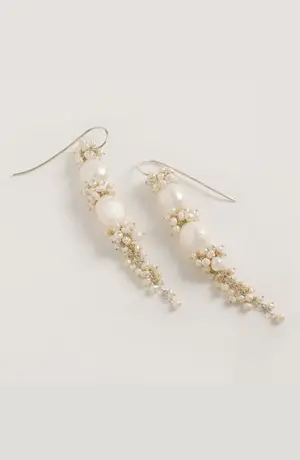 FREYA ROSE Baroque Pearl Long Drop Earrings - Ivory