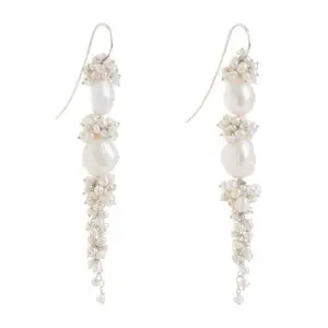 FREYA ROSE Baroque Pearl Long Drop Earrings - Ivory