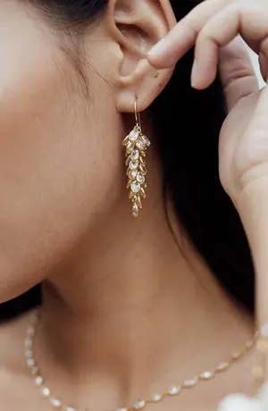 FREYA ROSE Midi Crystal Drop Earrings - Gold
