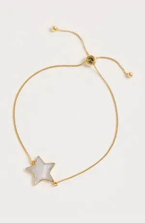 FREYA ROSE Adjustable Star Pendant Bracelet In Sterling Silver Or Plated Sterling Silver