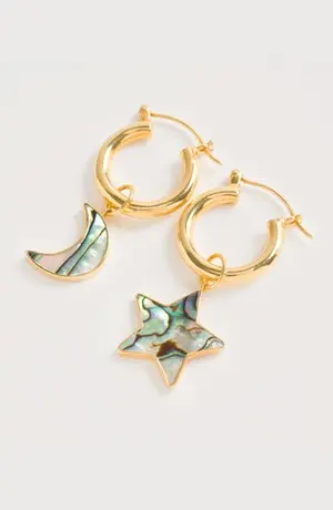 FREYA ROSE Mini Star And Moon Hoop Earrings