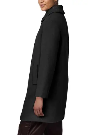 Bernardo Rib Collar Car Coat - Black