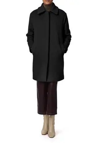 Bernardo Rib Collar Car Coat - Black