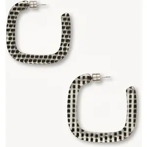 MACHETE MACHETE Midi Square Hoop Earrings Black + Clear