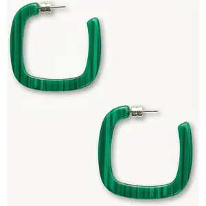 MACHETE MACHETE Midi Square Hoop Earrings Malachite