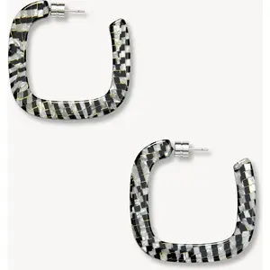 MACHETE MACHETE Midi Square Hoop Earrings Perle Noir