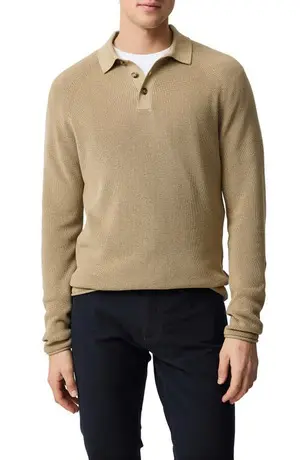 Rodd & Gunn Eastern Bush Long Sleeve Cotton Rib Polo Sweater - Camel