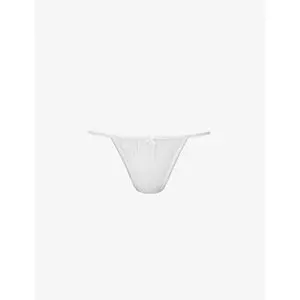 COU COU Pointelle Mid-rise Cotton Thong - 001 White