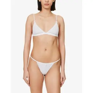 COU COU Pointelle Mid-rise Cotton Thong - 001 White