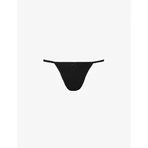 COU COU Pointelle Mid-rise Cotton Thong - 2black