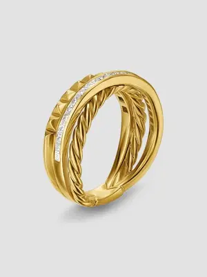 David Yurman Crossover Trio Three Row Ring In 18k Yellow Gold