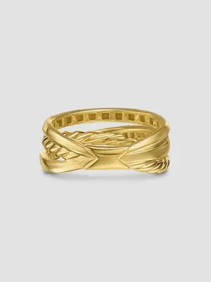 David Yurman Crossover Trio Three Row Ring In 18k Yellow Gold