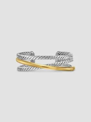 David Yurman Crossover Three Row Cuff Bracelet In Sterling