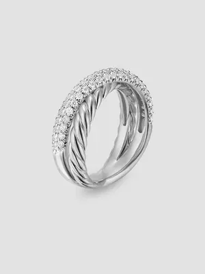 David Yurman Crossover Two Row Ring In Sterling Silver