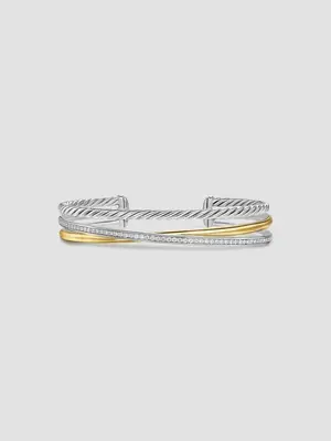 David Yurman Crossover Three Row Bracelet In Sterling Silver