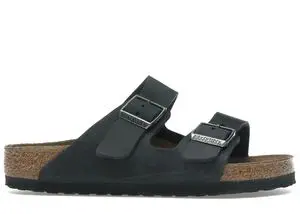 BIRKENSTOCK Arizona Oiled Leather Sandals - Black