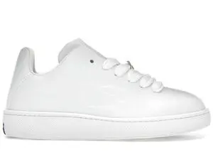 Burberry Leather Box Sneakers With Debossed Equestrian Knight - White