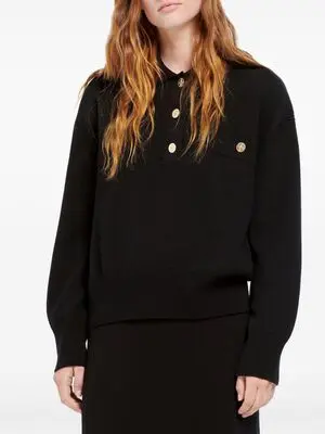 BARRIE Cashmere Polo Sweater - Black