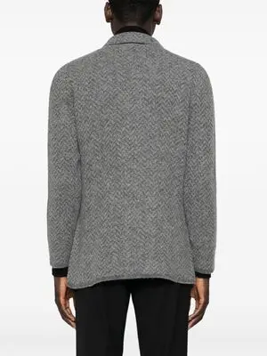 LARDINI Mélange-effect Knitted Blazer