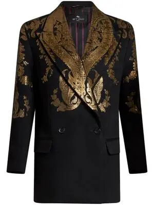 Etro Metallic Paisley Double-breasted Blazer