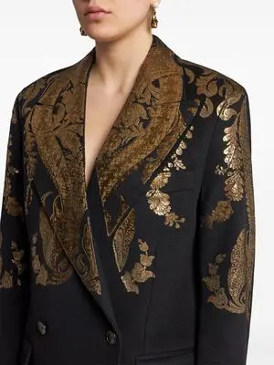 Etro Metallic Paisley Double-breasted Blazer