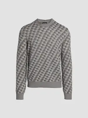 Giorgio Armani Geo Print Crewneck Sweater - Grey