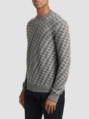 Giorgio Armani Geo Print Crewneck Sweater - Grey
