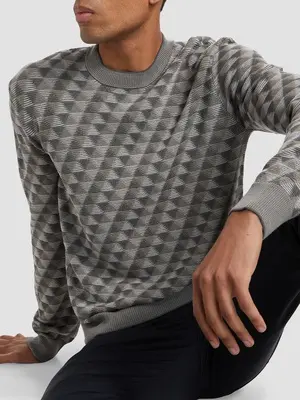 Giorgio Armani Geo Print Crewneck Sweater - Grey