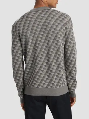 Giorgio Armani Geo Print Crewneck Sweater - Grey