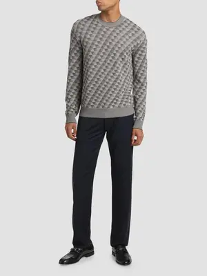 Giorgio Armani Geo Print Crewneck Sweater - Grey