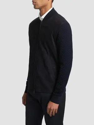 Giorgio Armani Suede Knit Full-zip Jacket
