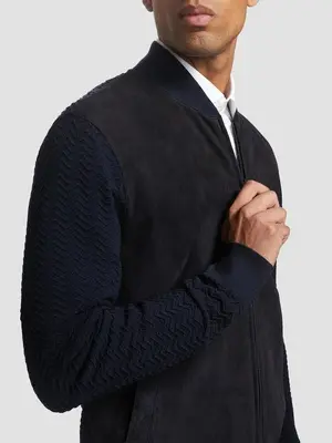 Giorgio Armani Suede Knit Full-zip Jacket