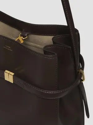 TOTEME Belted Leather Bucket Bag - Bark