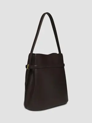 TOTEME Belted Leather Bucket Bag - Bark