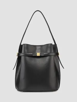 TOTEME Belted Leather Bucket Bag - Black