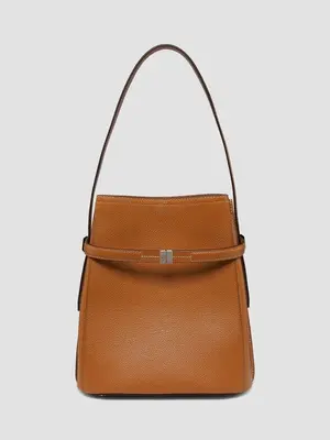 TOTEME Belted Leather Bucket Bag - Brown