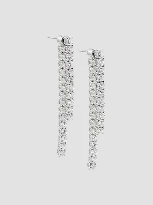 Adriana Orsini Cubic Zirconia Linear Drop Tennis Earrings - Rhodium