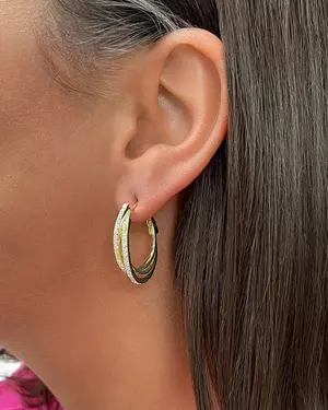 Sterling Forever Kyle Two Row Hoop Earrings